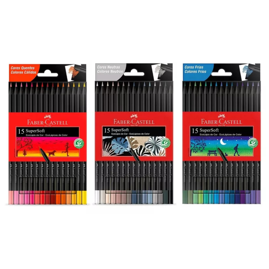 45 Lápis De Cor Faber Castel Cores Quentes Neutras e Frias | Shopee Brasil