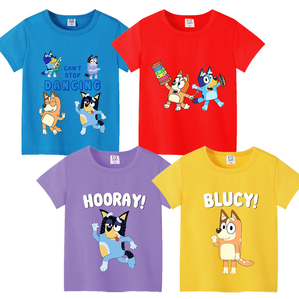Bluey Cartoon Anime De Manga Curta Para Crianças Top Cotton Macio ...