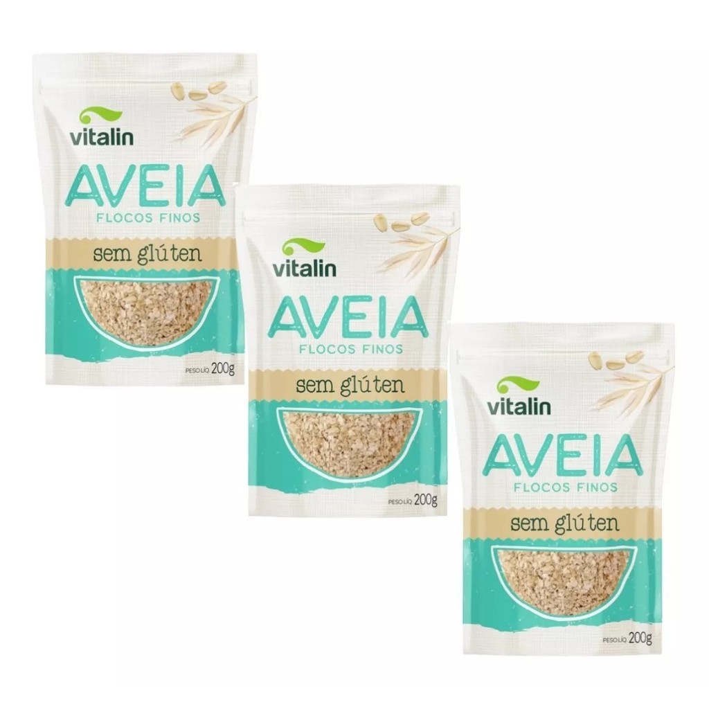 Kit 3 Aveia Em Flocos Finos Vitalin Sem Glúten | Shopee Brasil
