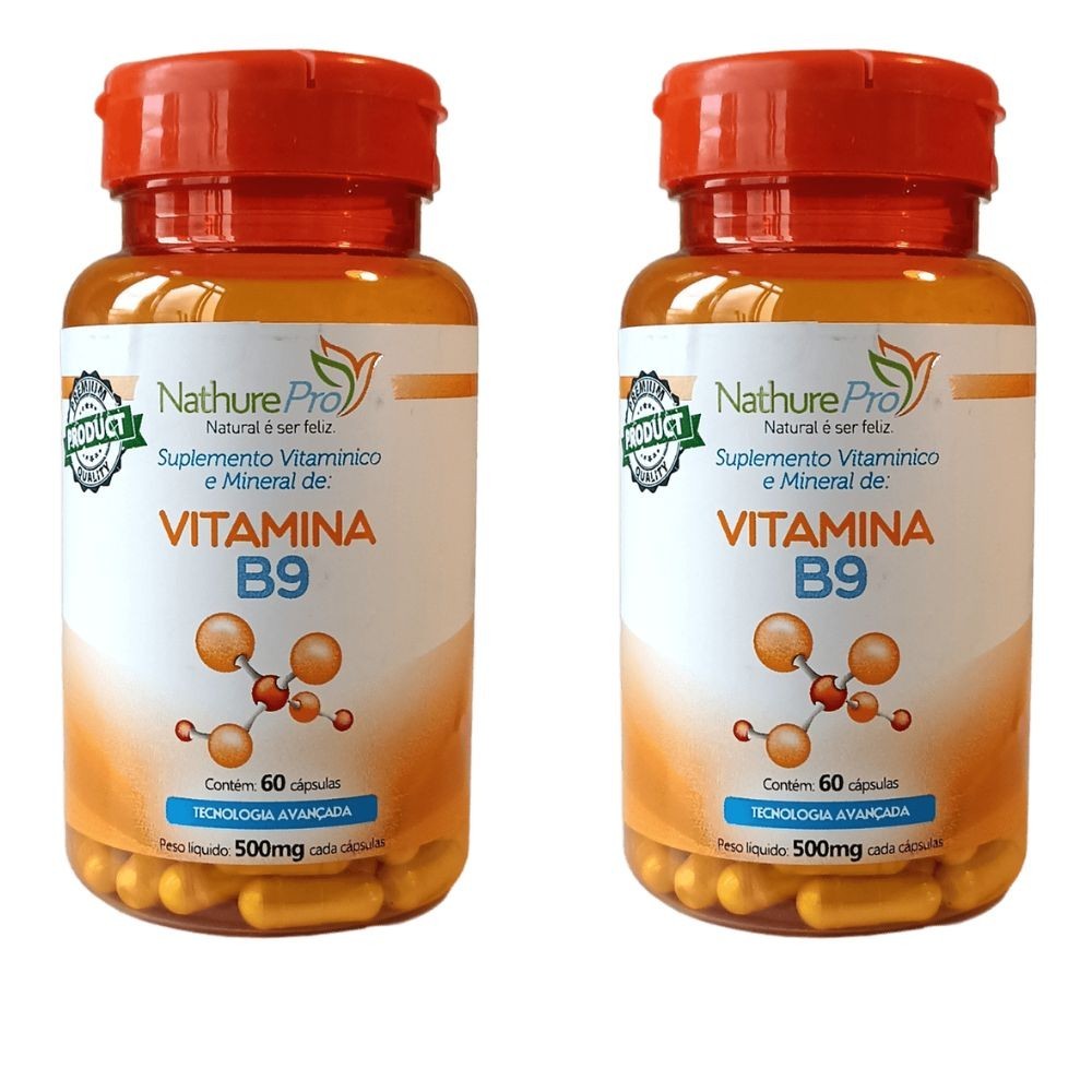 Kit 2 Vitamina B9 60 Cápsulas 500mg - Saúde cardiovascular! | Shopee Brasil