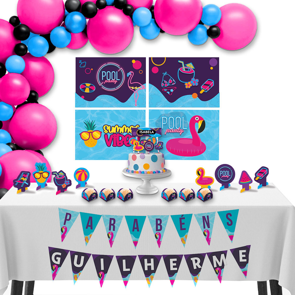 kit Festa de Aniversário Decoração Pool Party Kit Festa Tropical ...