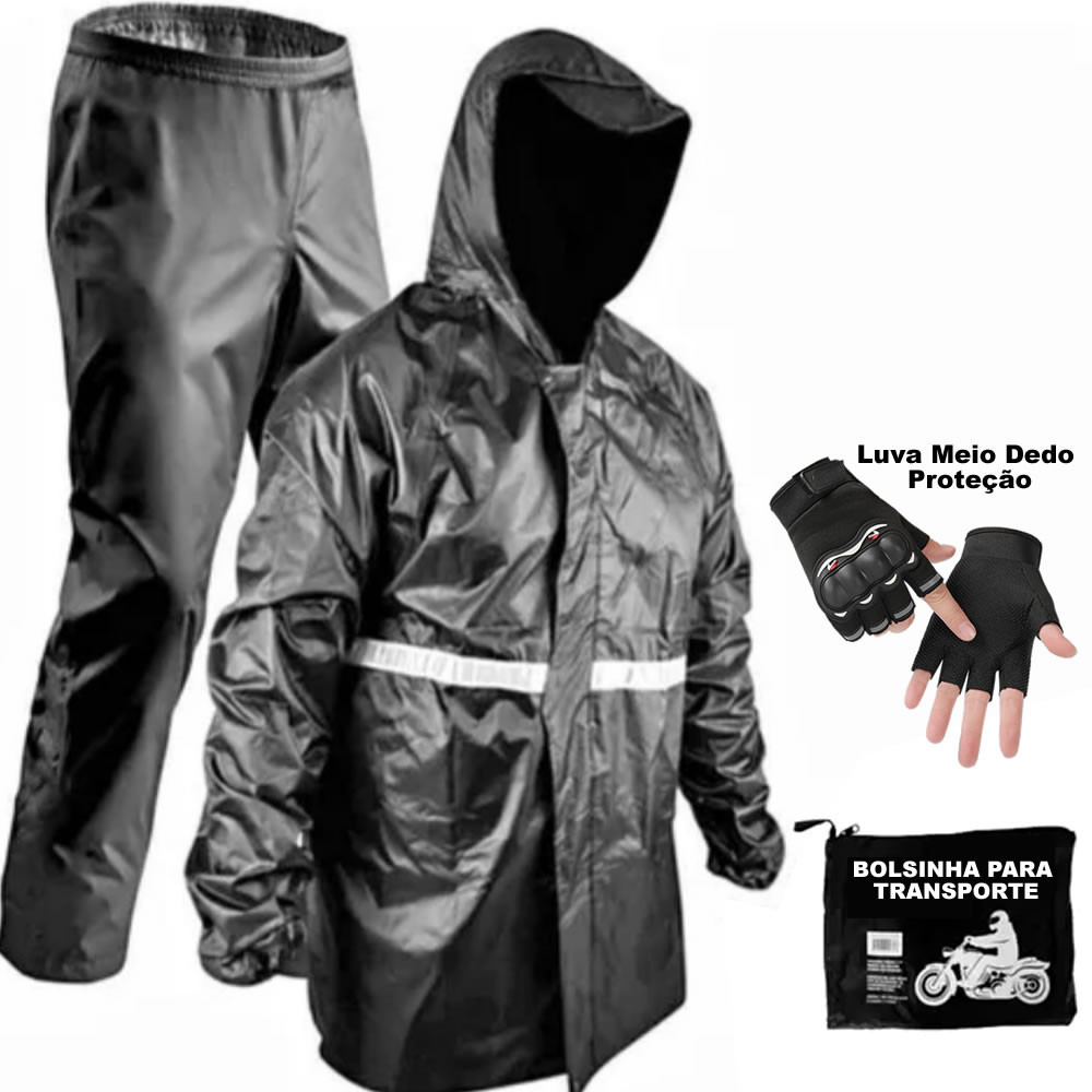 Roupa Capa De Chuva Motoqueiro Motoboy Luva Meio Dedo | Shopee Brasil