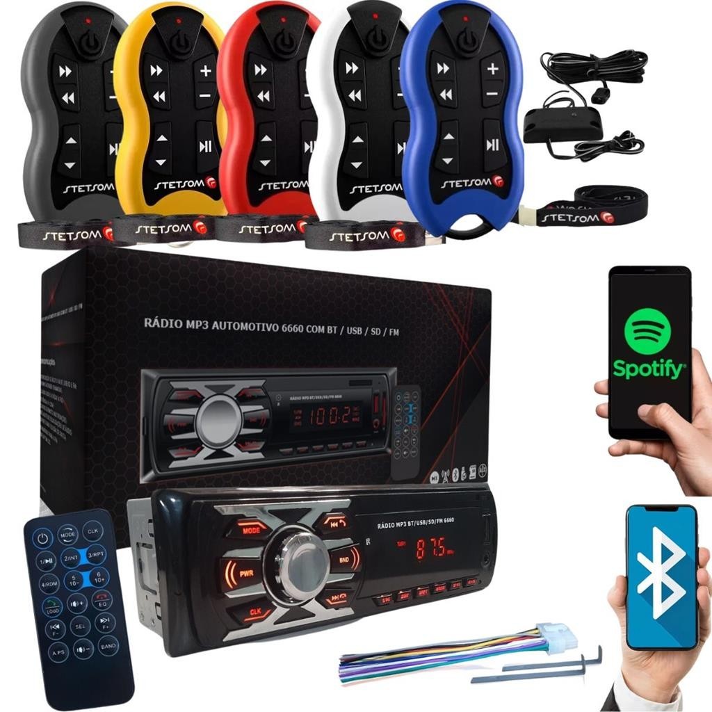 Som Automotivo Rádio para Carro Acessórios para Veículo USB Bluetooth Leitor de Cartão SD ...