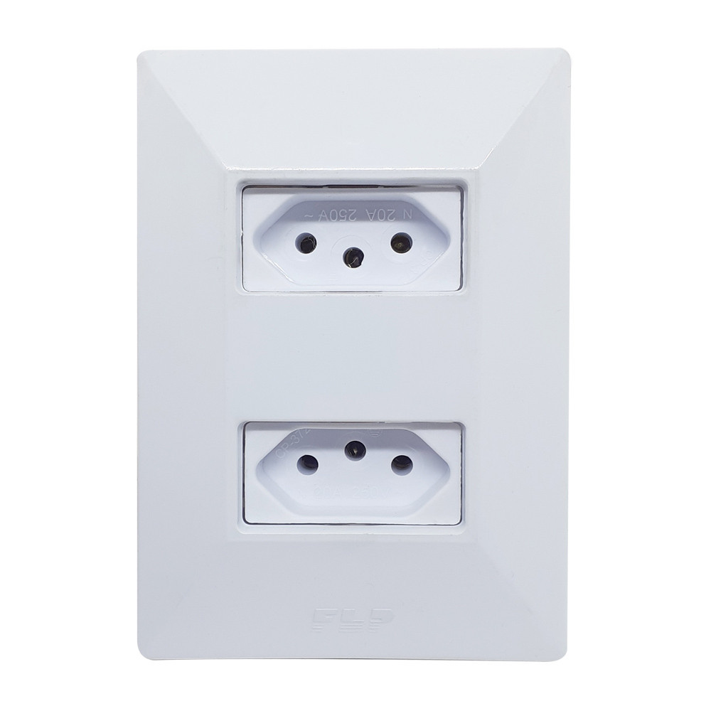 10 Tomada Dupla 2p+t 20A Com Placa Espelho Branco Linha Dubai Bivolt 127v e 250v | Shopee Brasil