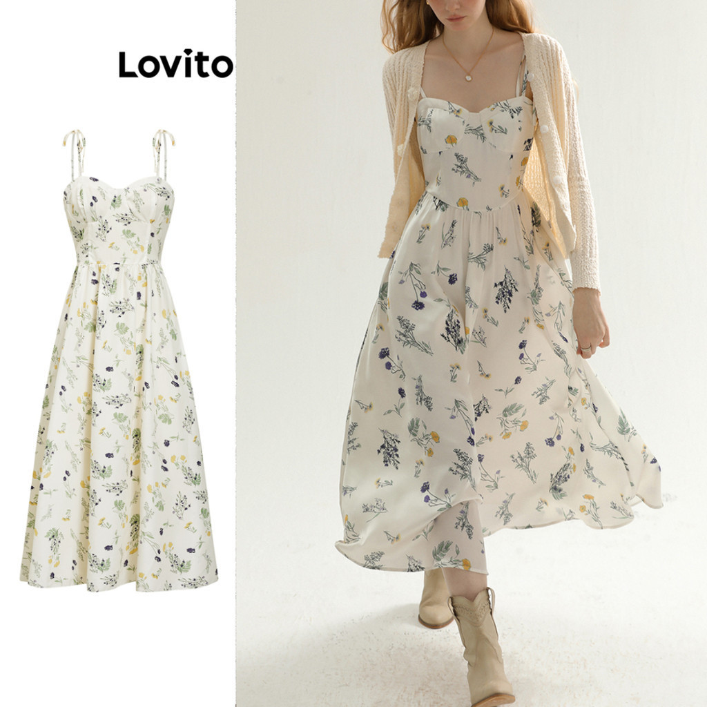 Lovito Vestido Feminino Casual Ditsy Floral Padrão Com Linha
