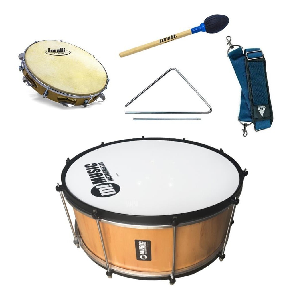 KIT ZABUMBA PHX 20x20 PANDEIRO TRIANGULO BAQUETA E CORREIA | Shopee Brasil