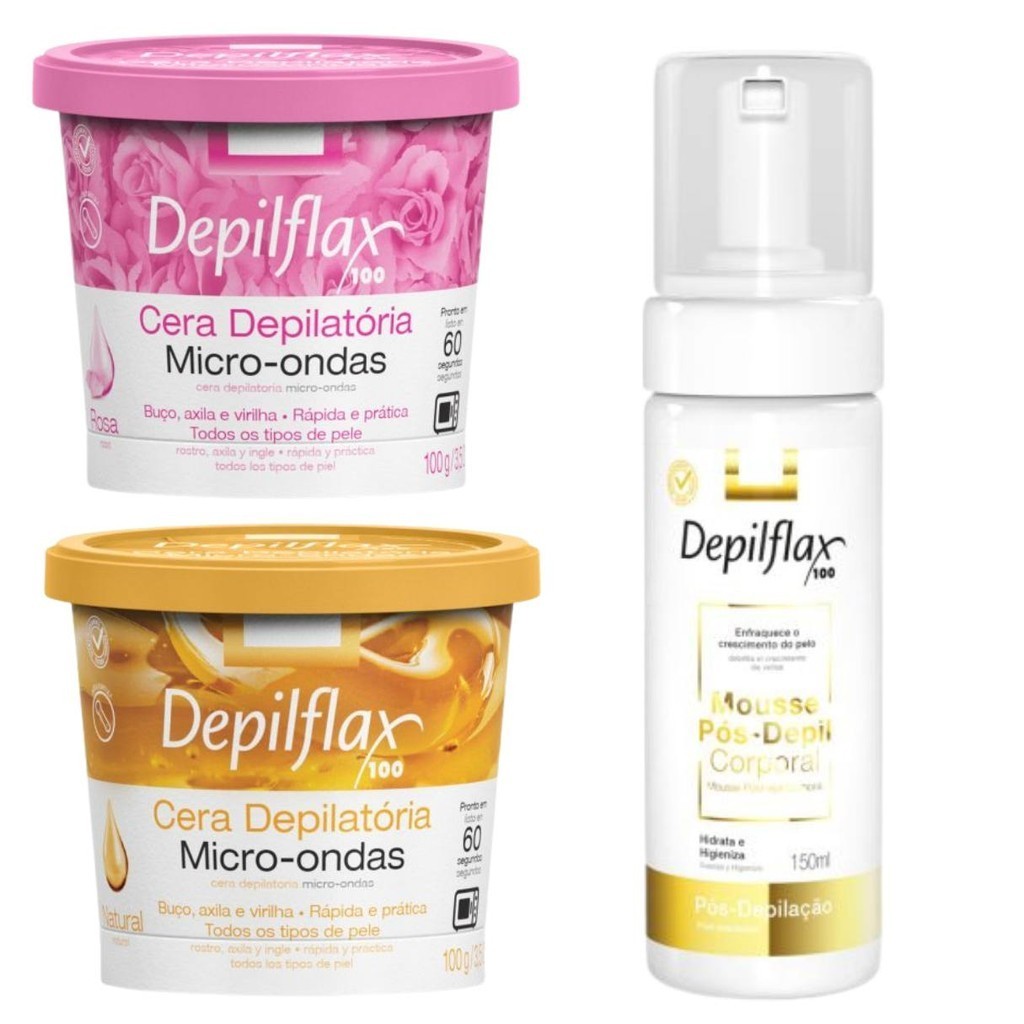 Kit 2 Cera Quente Pronta Depilatória Depilação Microondas + Mousse Pós ...