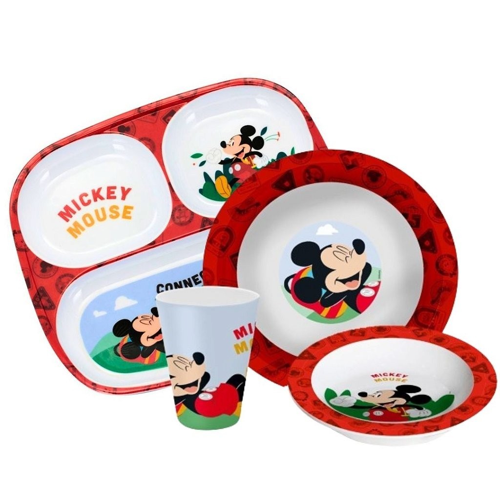 Kit Refeição Infantil Mickey Mouse Disney 4 Peças Pratos, Tigela e Copo ...