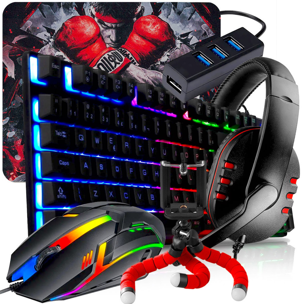 Kit Mobilador Com Headset Gamer Teclado Led e Mouse 1600Dpi Hub Usb | Shopee Brasil