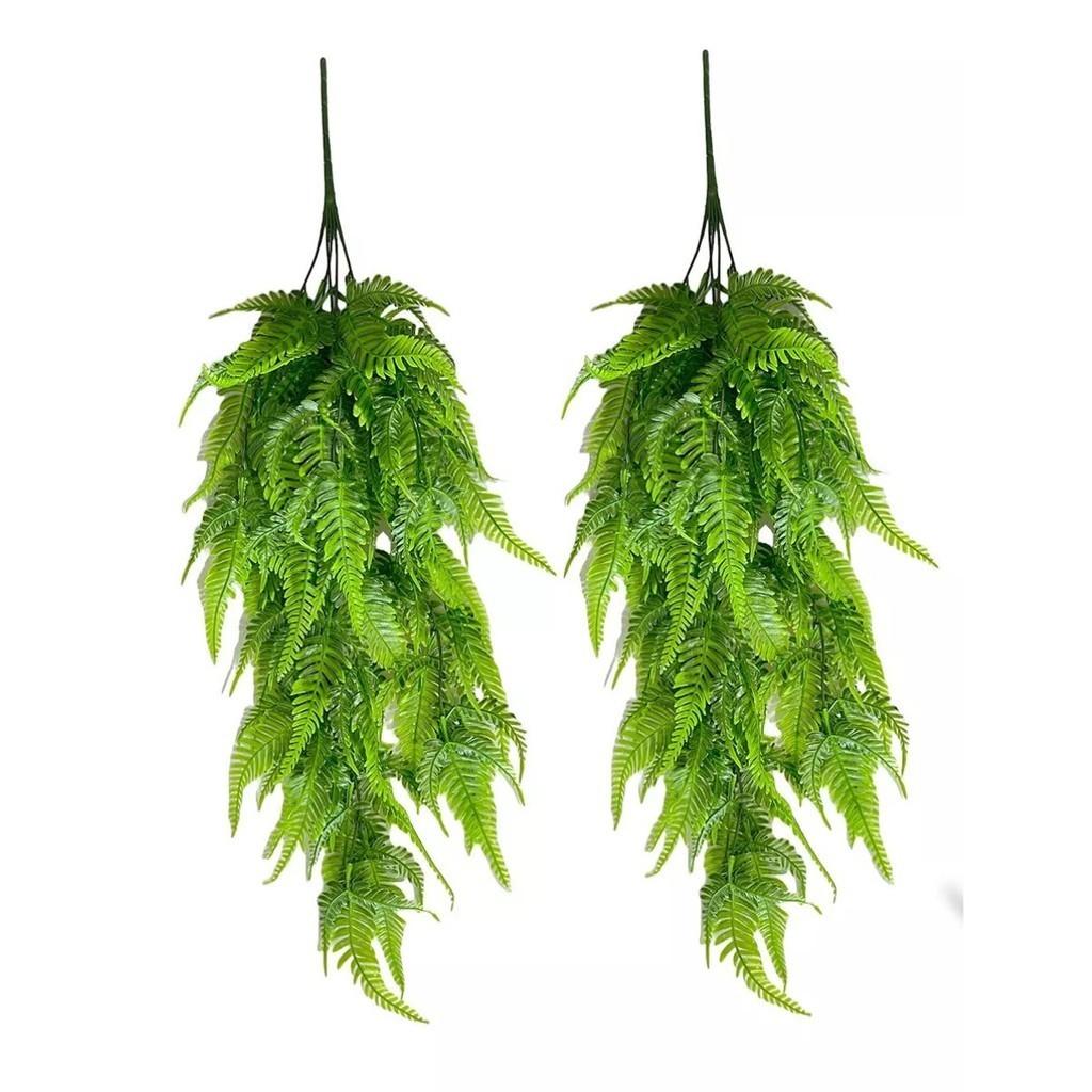 Planta Samambaia Pendurada Verde Artificial Parede Varanda P/ Decoração ...