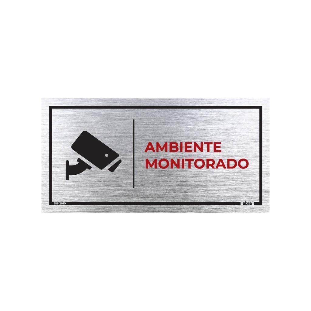 Placa de Sinalização Ambiente Monitorado 20x10 cm Placa com Adesivo ...