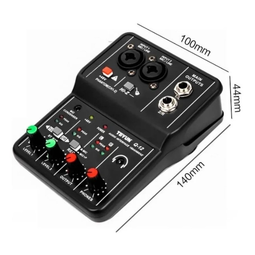 Mesa Mixer Placa De Som Teyun Q-12 Interface De Audio Usb Pc 5V ...