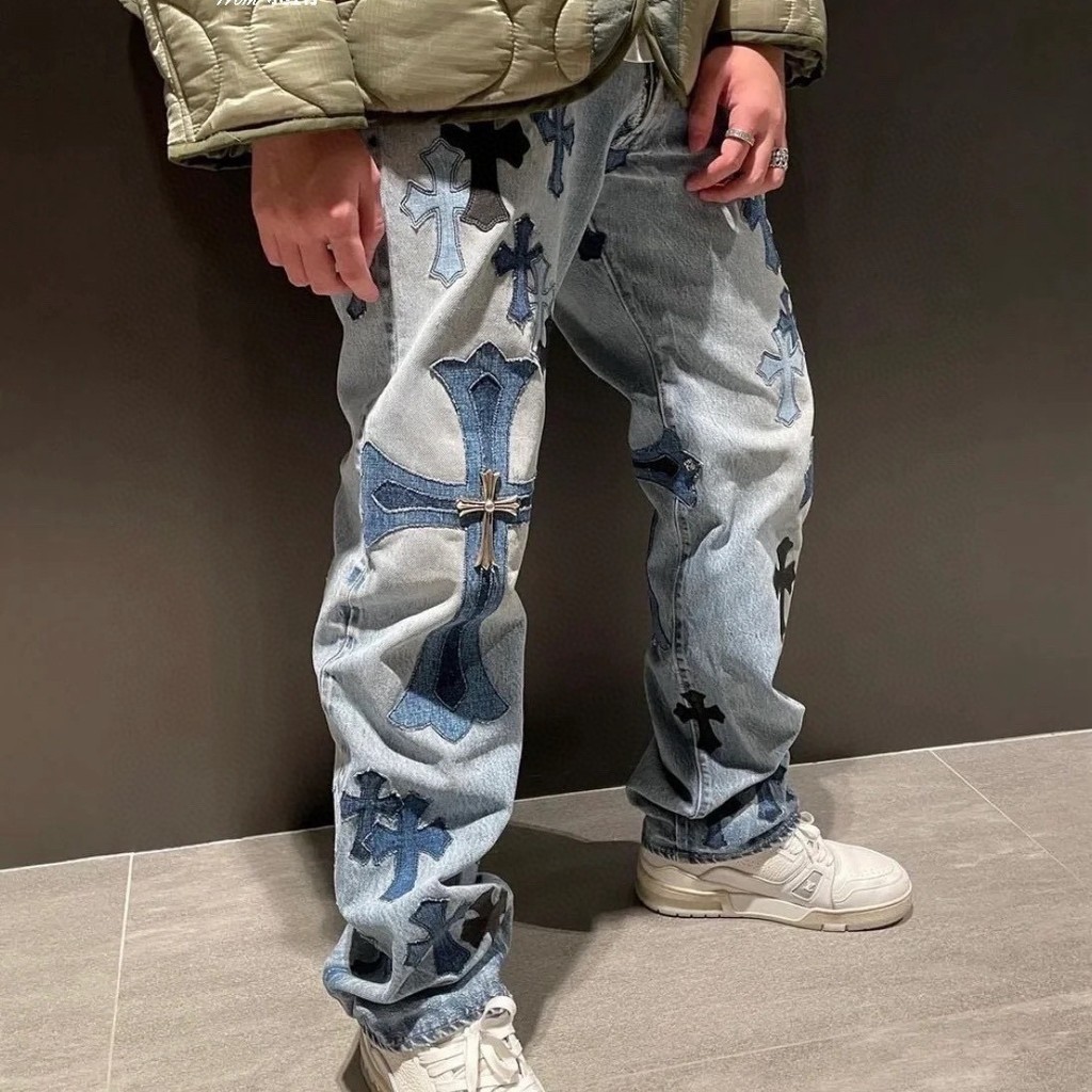 DDJV Chrome Hearts Cross Heart American Retro Jeans Slim-Fitting Solto ...