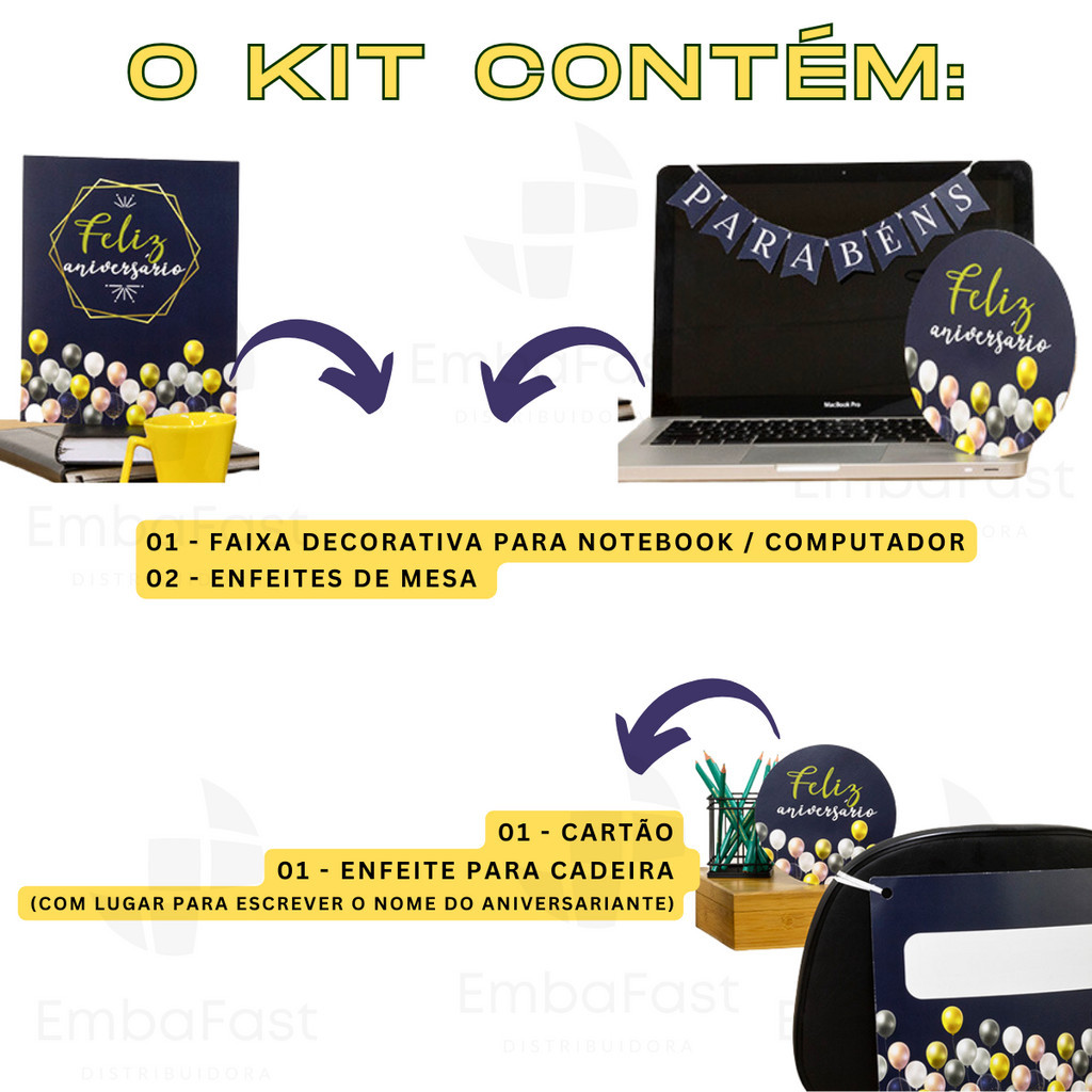 Kit Festa Escritório Decoração Aniversário Fácil Empresa Corporativo ...