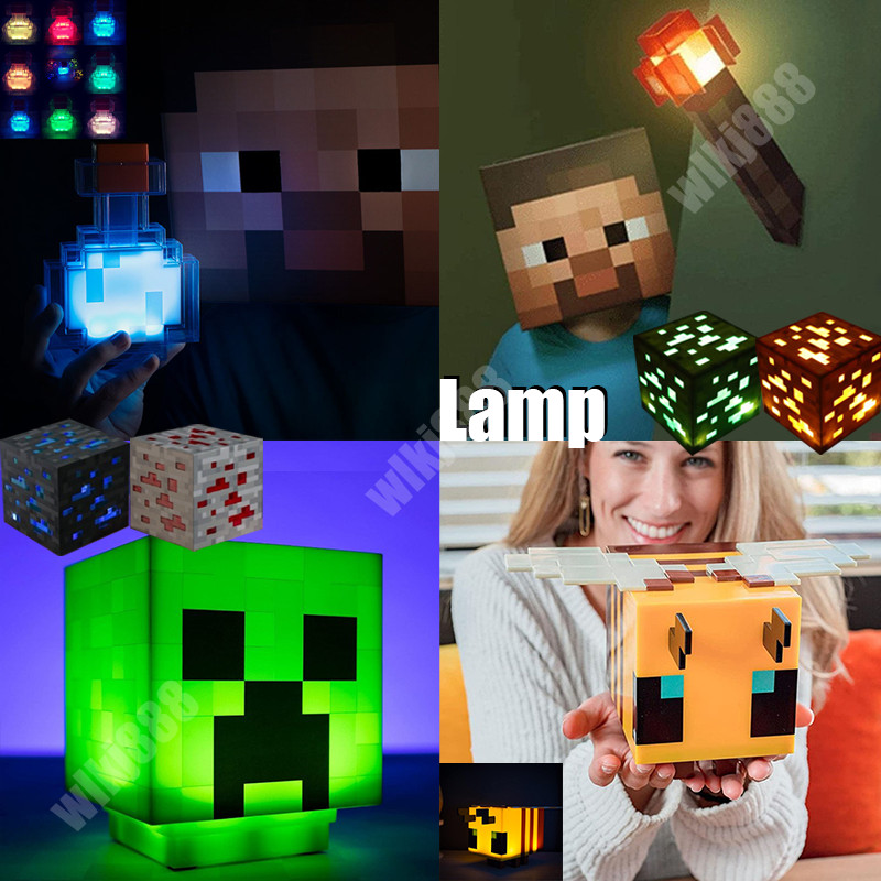 Kid Toys Minecraft Redstone Ore Creeper Lâmpada Tocha LED Luz Nocturna ...