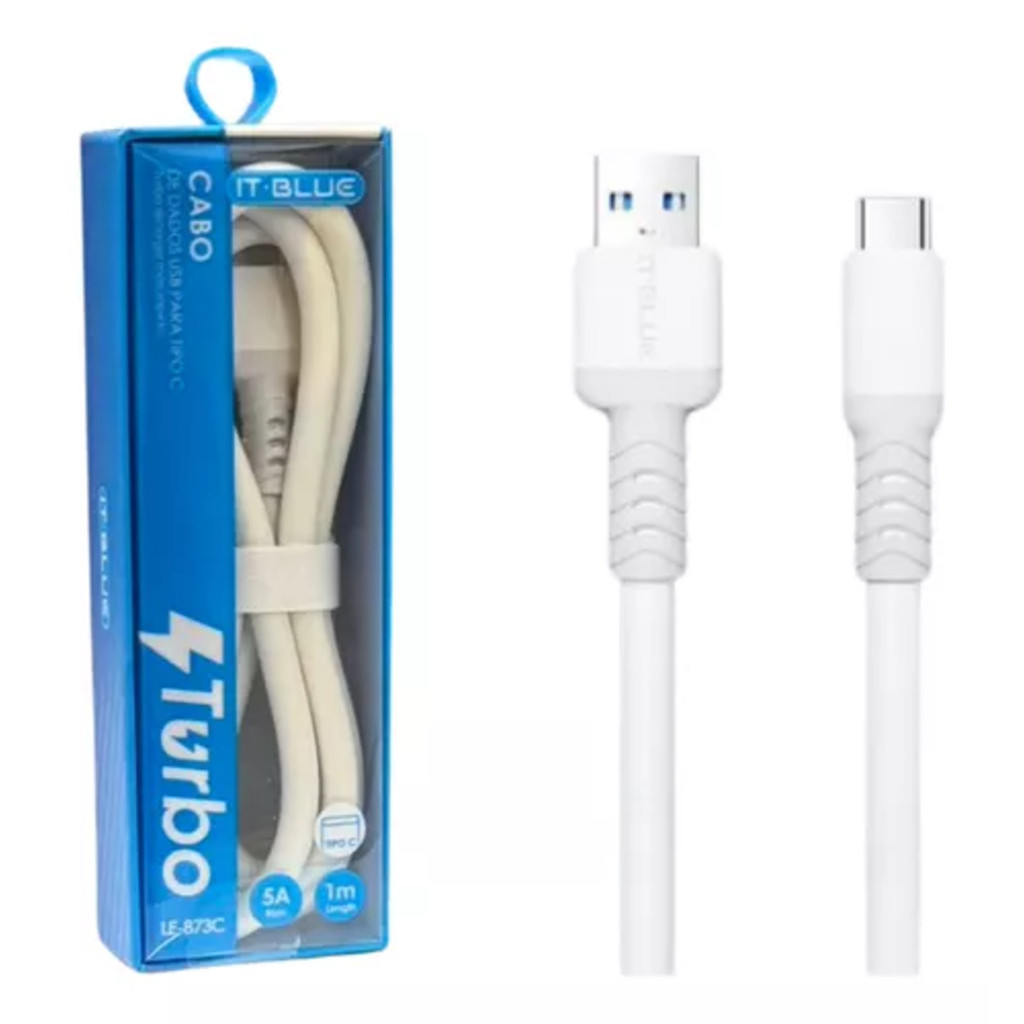 Cabo Carregador Turbo It Blue LE 873C Tipo C 5A USB 1M | Shopee Brasil