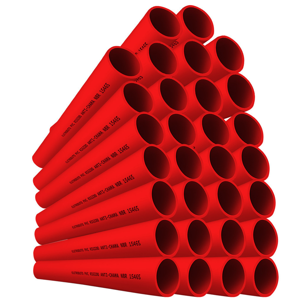 Kit 30 Unidades Conduite Eletroduto Vermelho de Sobrepor 1 Polegadas ...