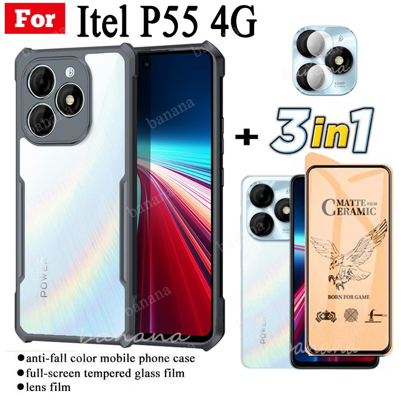 3 Em 1 Itel P55 P 55 4G Caixa Do Telefone À Prova De Choque Para power 55 P55 5G Película ...