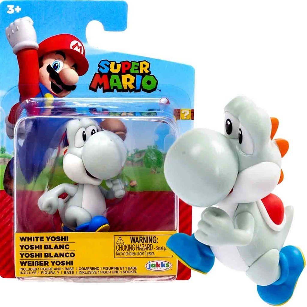 Super Mario Mini Boneco Articulado White Yoshi Branco - Candide ...