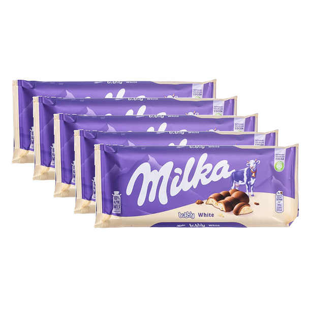 kit 5 Chocolate Milka Bubbly White 95g | Shopee Brasil