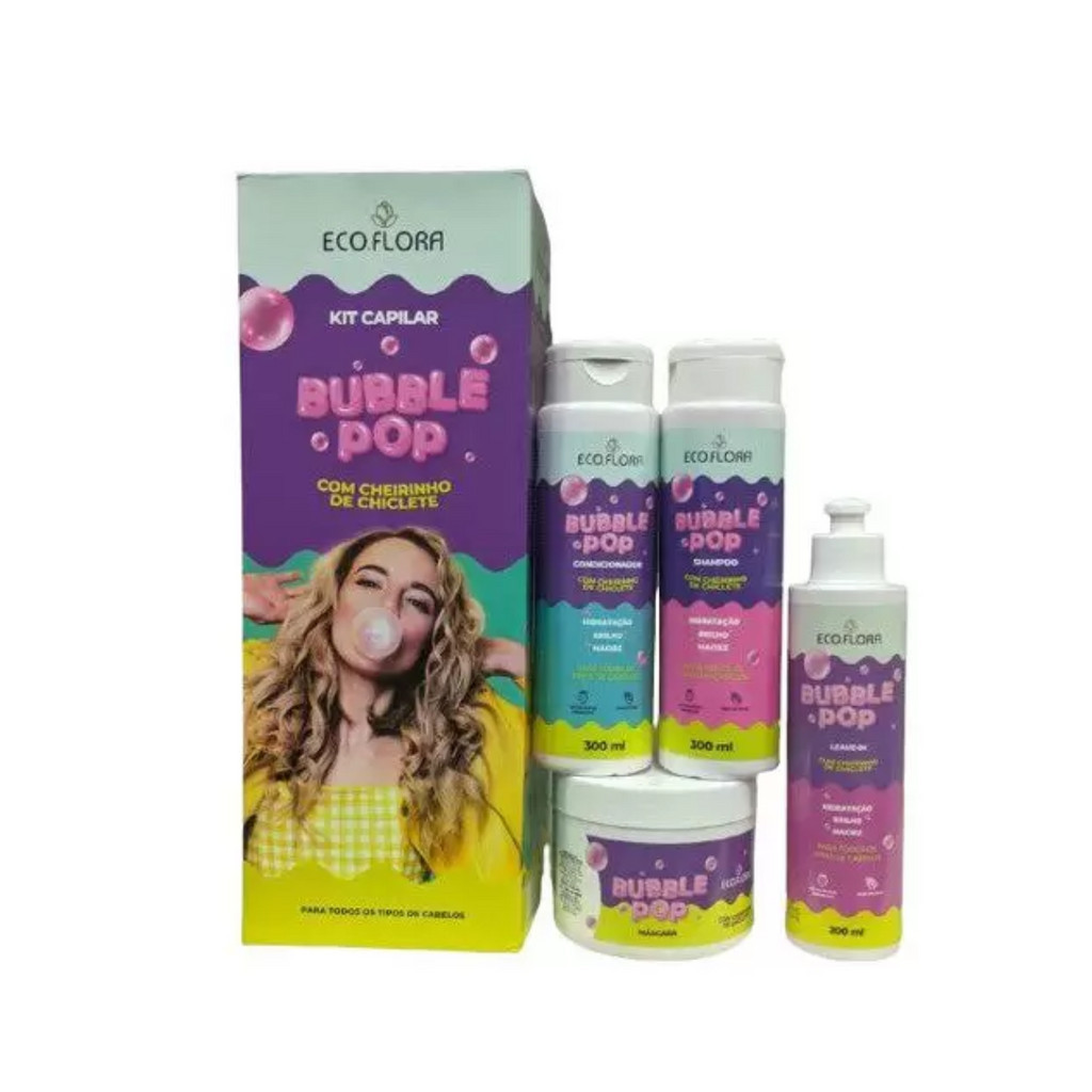 Kit Ecoflora Buble Pop 4 itens (Shampoo e Condicionador e Mascara e Finalizador) | Shopee Brasil