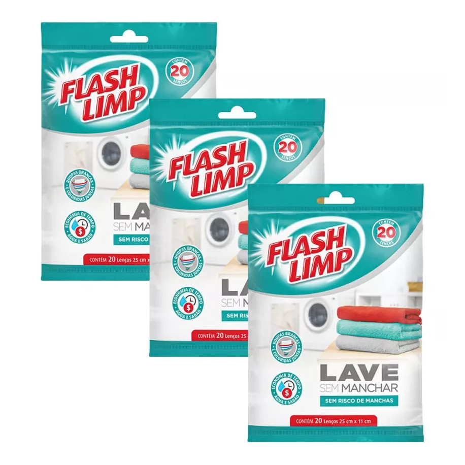 Kit 3 Lave Sem Manchar Roupa Branca Colorida Juntas 60 Lenços Absorve a ...
