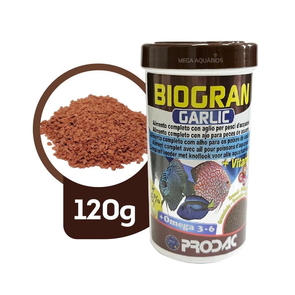 Racao peixe Prodac Biogran Garlic 120g suplemento aquario | Shopee Brasil
