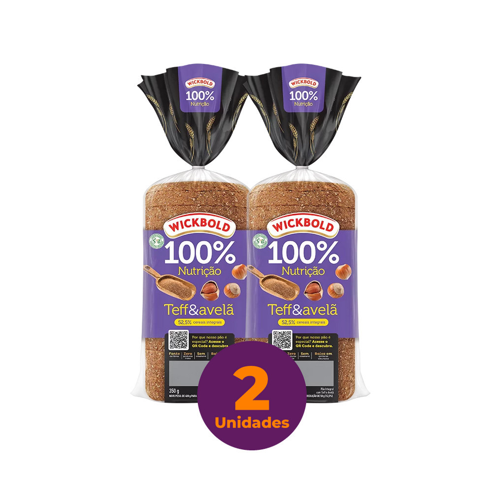 Kit c/ 2 Pão de Forma Integral Vegano Wickbold Teff & Avelã 350g ...