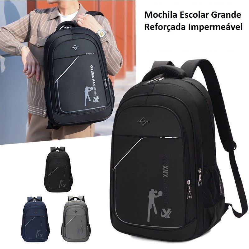 Mochila Escolar Resistente Reforçada Grande Bem Espaçosa Faculdade ...