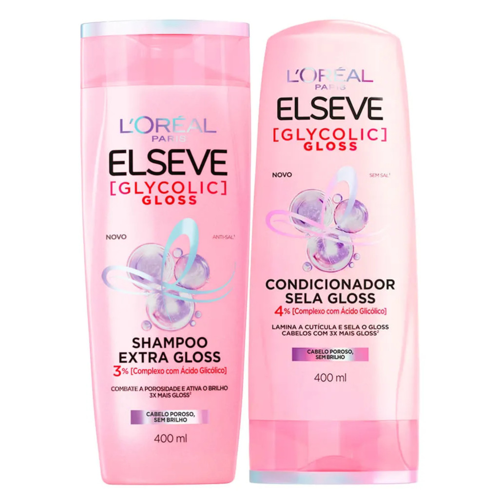 Elseve Glycolic Gloss 400ml Brilho Intenso e Cabelos Saudáveis para ...