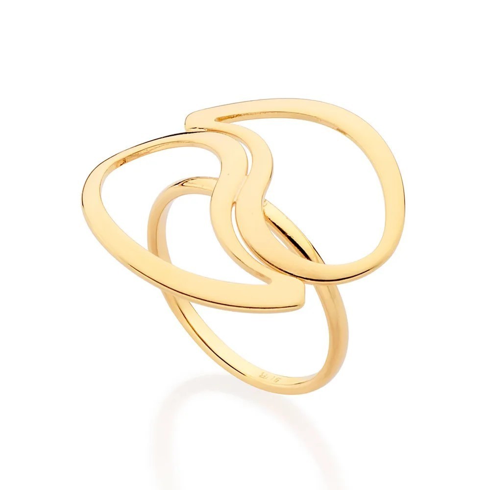 Anel Rommanel Duas Gotas Vazadas Interligadas 513408 | Shopee Brasil