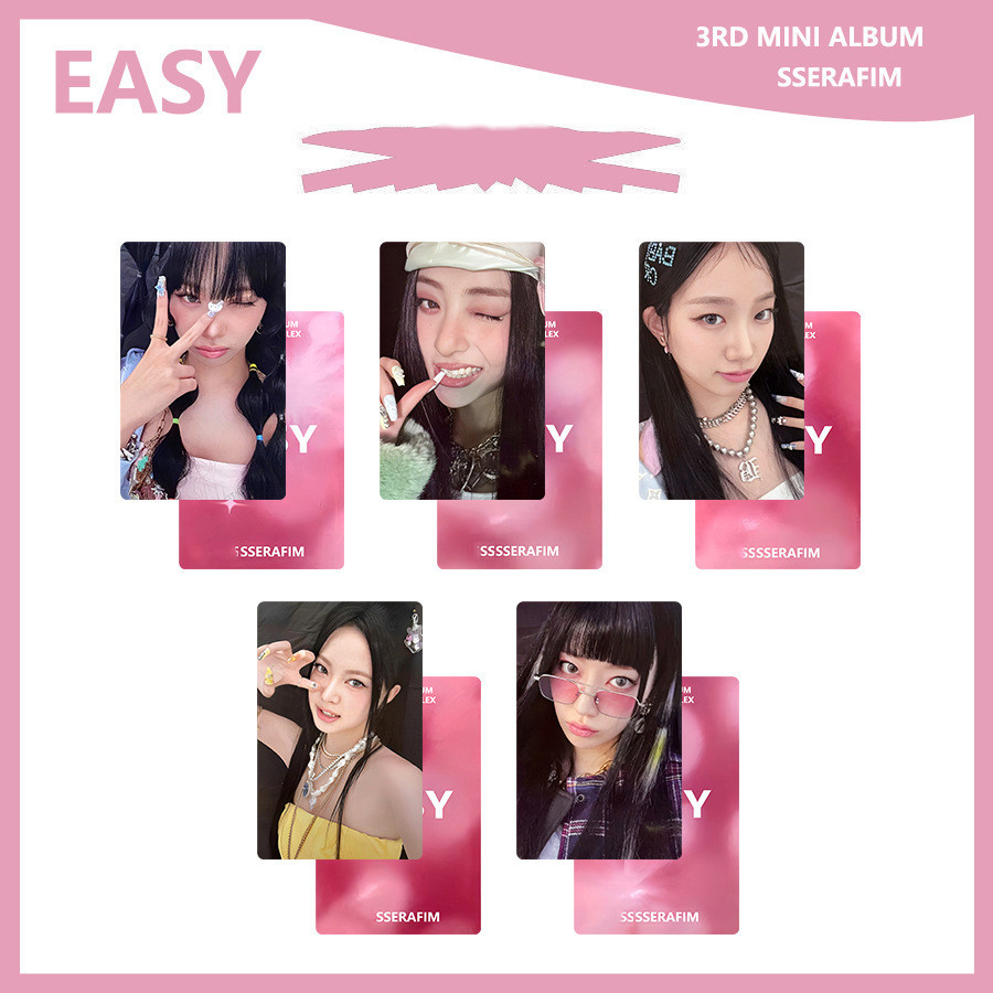 5 Pçs/set LE SSERAFIM EASY Álbum Photocards Cartões Lomo SAKURA Chaemon ...