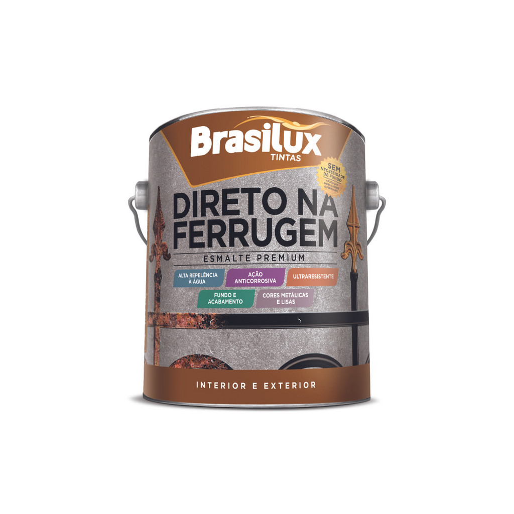 Tinta Direto na Ferrugem 3,6L Brasilux - Cores | Shopee Brasil