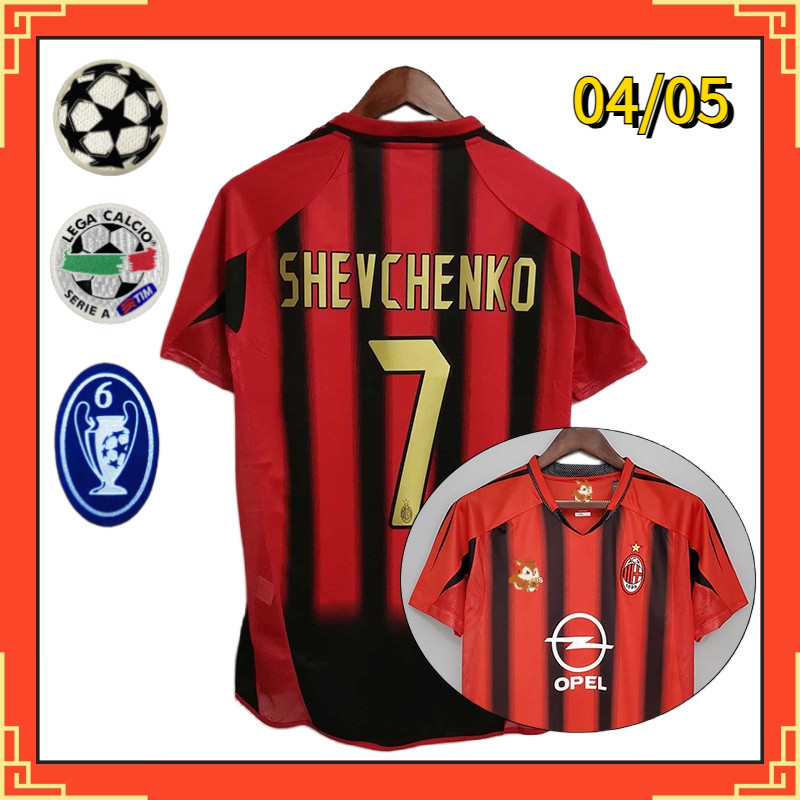 Camisa de time AC Milan Retro 04/05 Home Shevchenko Kaka Alta Qualidade ...