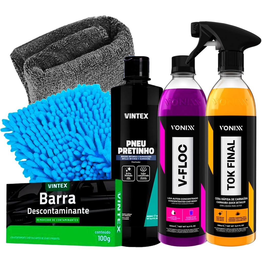 Kit Vonixx Vintex Limpeza Completa Tok Final V-Floc V-Bar 100g + Luva ...