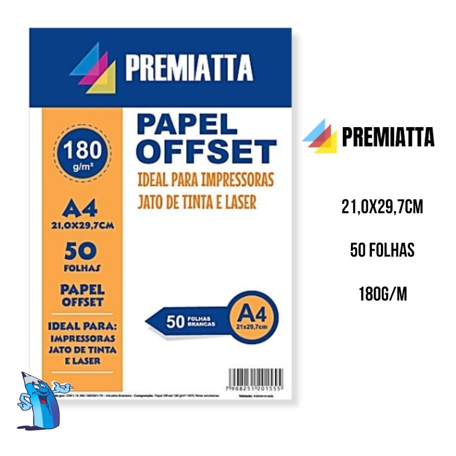 PAPEL OPALINE 180G 50 FOLHAS A4 OFFSET PREMIATTA 21,0X29,7CM PAPELARIA MATERIAL ESCOLAR | Shopee ...