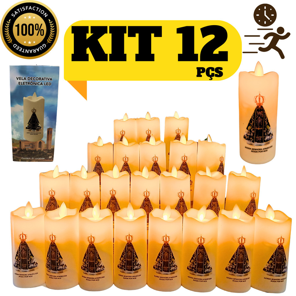 Atacado 12 Velas Led Fina Chama Viva Nossa Senhora Aparecida Decorativa ...
