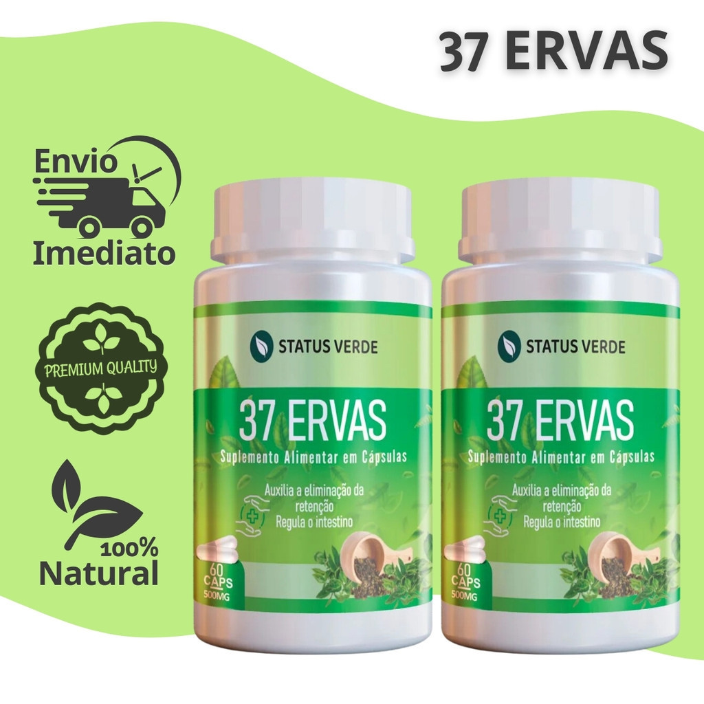2 Potes 37 Ervas em Cápsulas - Kit 120 Cáps de 500mg | Shopee Brasil