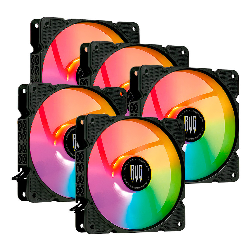 Kit 5 Cooler Fan RGB 120mm para Gabinete Gamer Revenger G-VR339 - Faz a ...