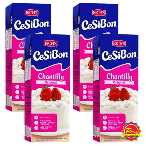 KIT 4 Chantilly Cesibon Original 1 Litro Chantilly para Bolo Tortas ...