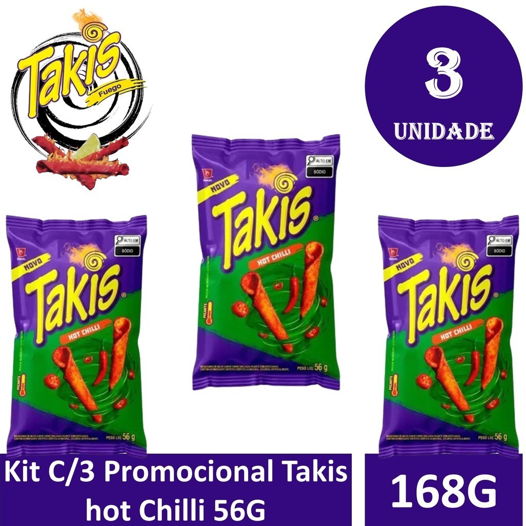 Kit C/3 Promocional Takis hot Chilli 56G | Shopee Brasil
