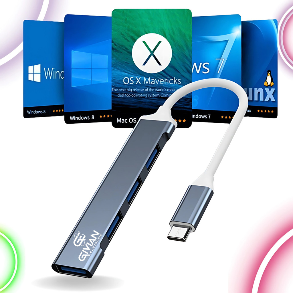 Hub Usb e Type-c 3.0 4 Portas 5 Gbps Super Rapido Mouse Teclado Hd ...