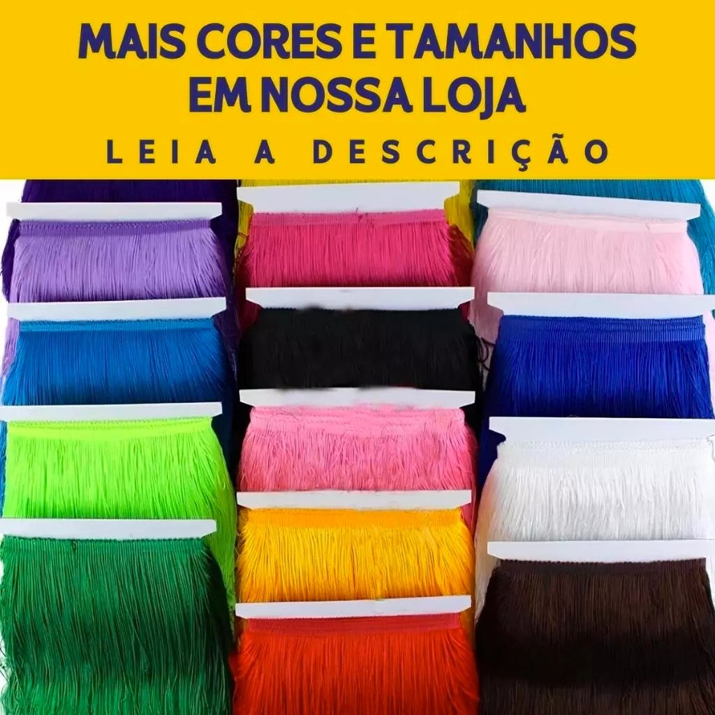Franja de Tecido Acetinado - 10cm - Grade de Cores - Rolo C/10 Mts COR ...