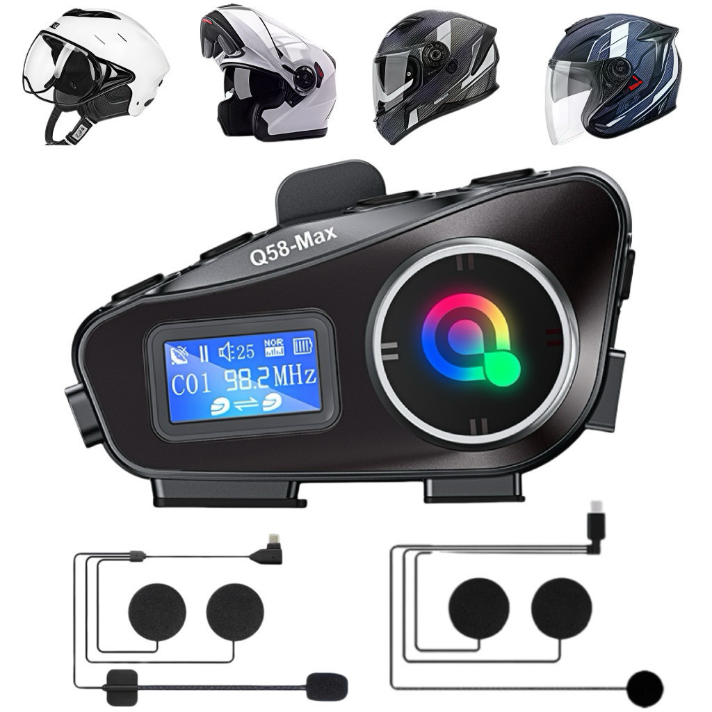 Q58 Max Capacete de motocicleta Intercom Bluetooth Compartilhamento de ...