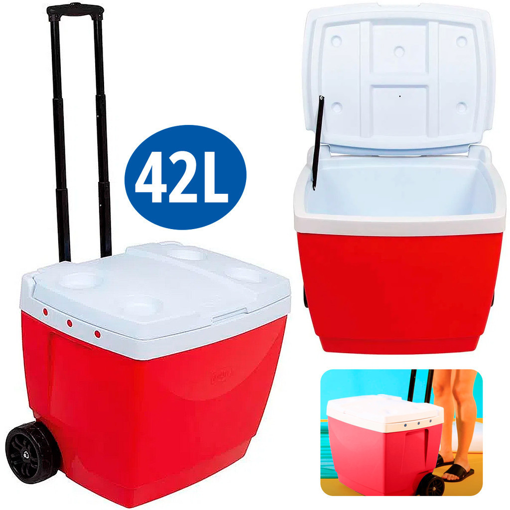 Cooler Com Rodinha Caixa Termica Roller Mor 42 Litros Bebida | Shopee ...