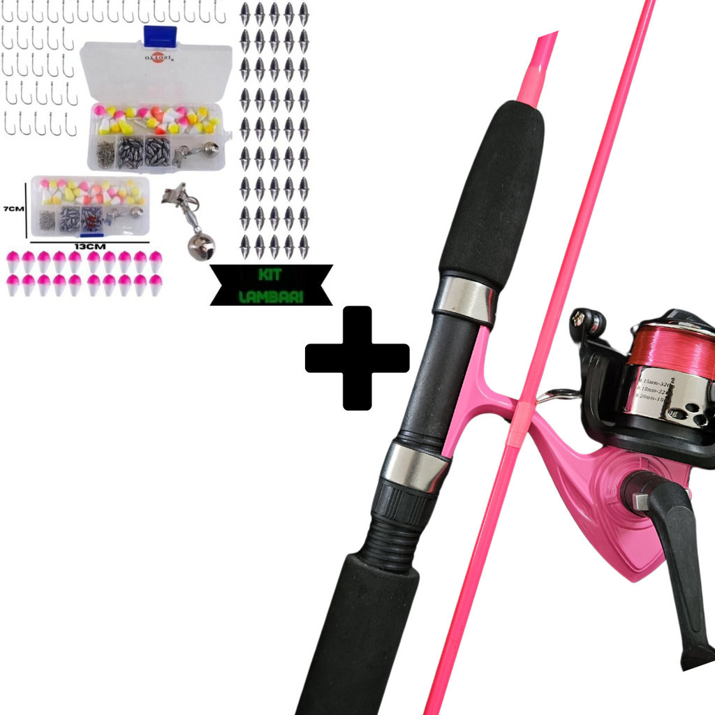 Kit de Pesca Completo Vara Molinete Linha Acessórios Pescaria Pesqueiro Caixa Organizadora Anzol ...