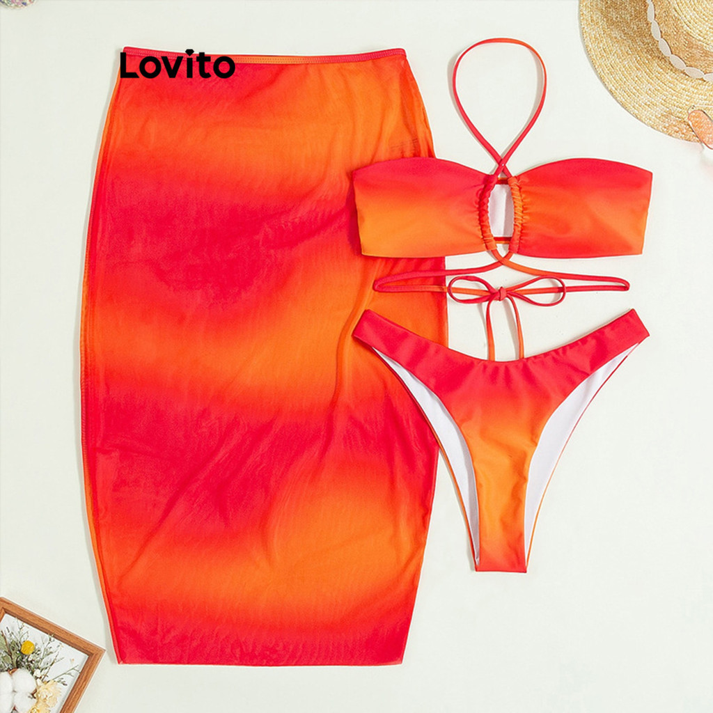Lovito Sexy Conjunto De Biquíni Feminino Tie Dye De Amarrar Com Costas