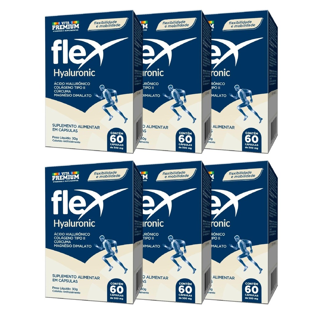 Kit Flex Hyaluronic Vita Premium Com 6 Caixas De 60 Cp Cada | Shopee Brasil