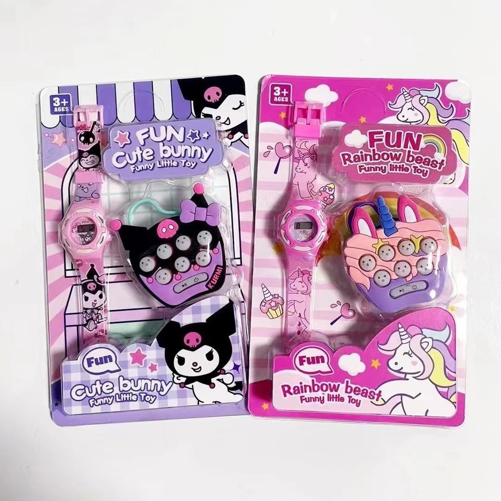 Kids Watch Whack a Mole Toys Cartoon Relógio Digital Kuromi Lotso Urso ...