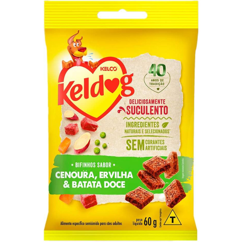 Petisco Keldog Bifinho Cenoura e Ervilha e Batata Doce 60g | Shopee Brasil